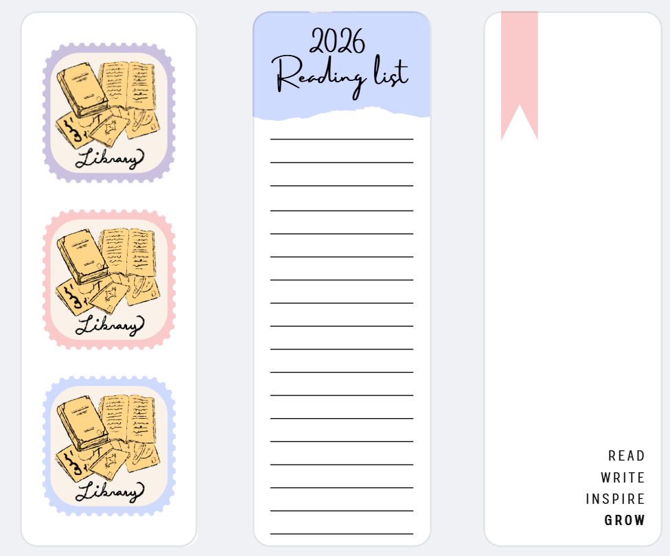 Free Printable Bookmarks for 2026 – Edify Write